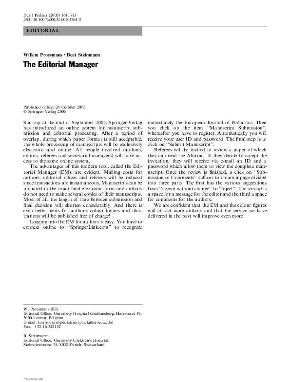 (PDF) The Editorial Manager