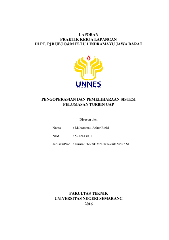 (PDF) PENGOPERASIAN DAN PEMELIHARAAN SISTEM PELUMASAN TURBIN UAP