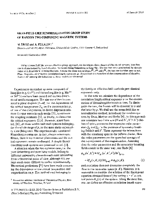 (PDF) Mean-field like renormalization group study of random two-component magnetic systems