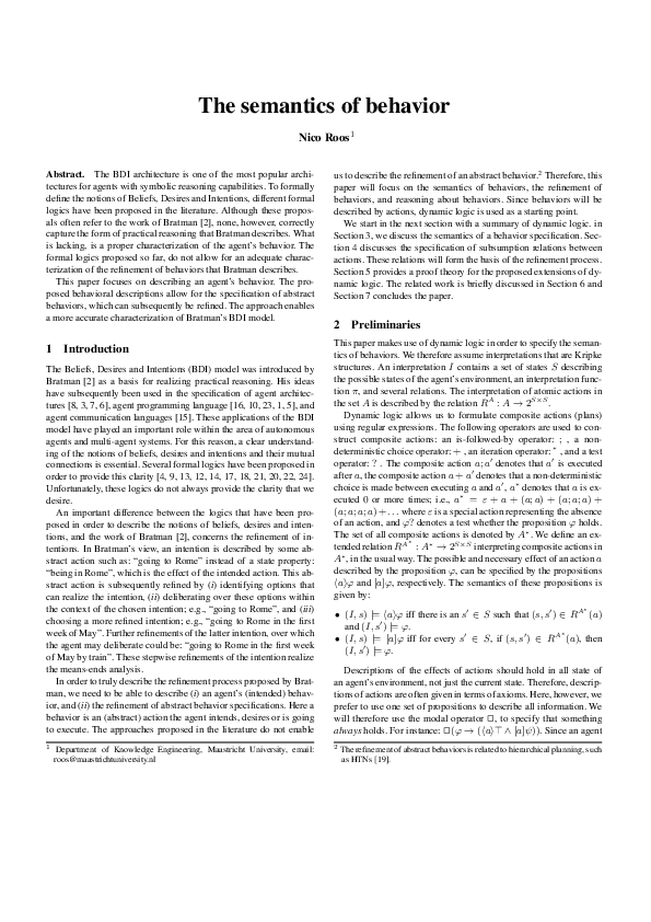 (PDF) The semantics of behavior