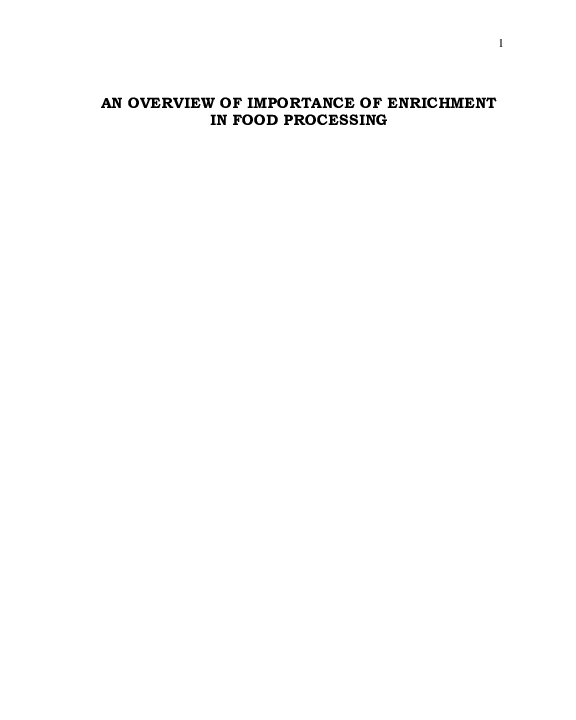 (DOC) AN OVERVIEW OF IMPORTANCE OF ENRICHMENT IN FOOD PROCESSING