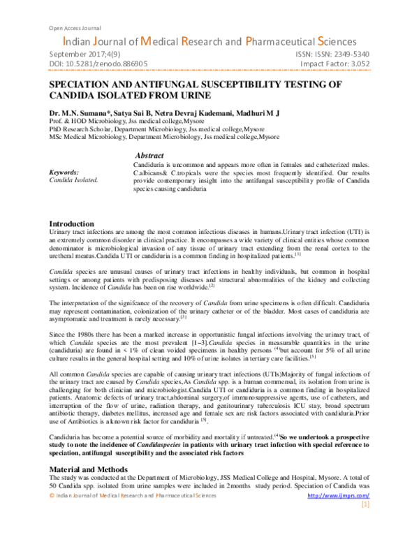 (PDF) Identification of Candida Spp. Isolated From Urine by Phenotypic Methods and Multiplex Pcr ...