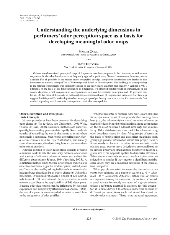 (PDF) Understanding the underlying dimensions in perfumers' odor ...
