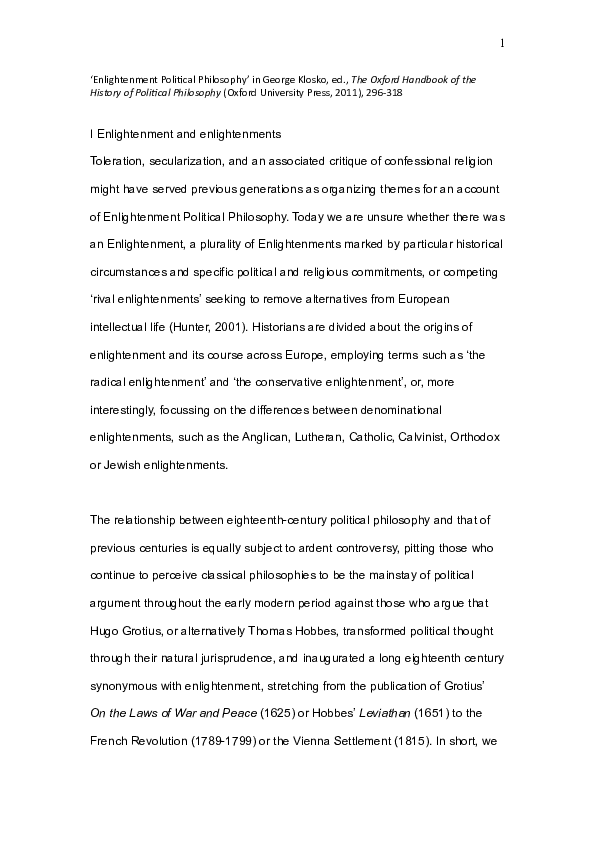 (DOC) Enlightenment Political Philosophy