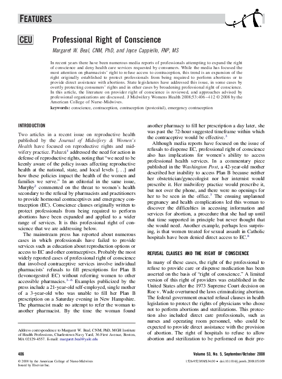 (PDF) Professional Right of Conscience