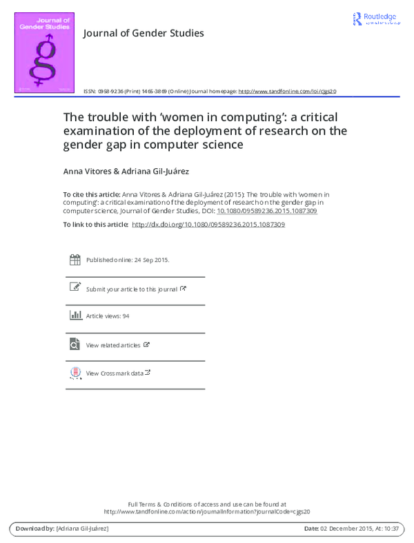 (PDF) The trouble with ‘women in computing’: a critical examination of ...
