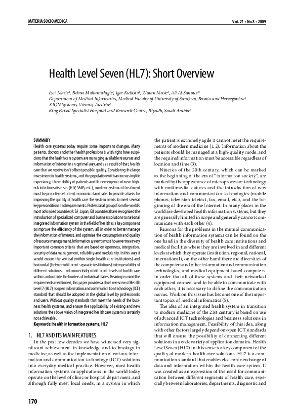 (PDF) Health Level Seven (hl 7) Short Overview.pdf