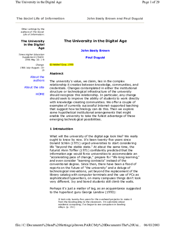 (PDF) The University in the Digital Age