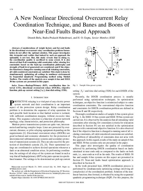 (PDF) A New Nonlinear Directional Overcurrent Relay Coordination ...