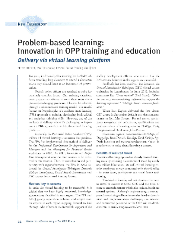 (PDF) Problem-based learning: Innovation in Virtual Training