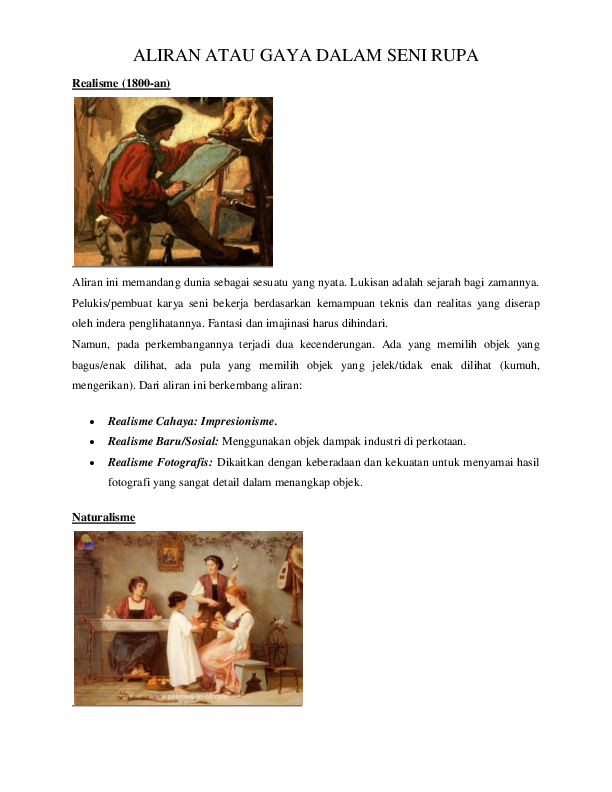 (DOC) ALIRAN ATAU GAYA DALAM SENI RUPA