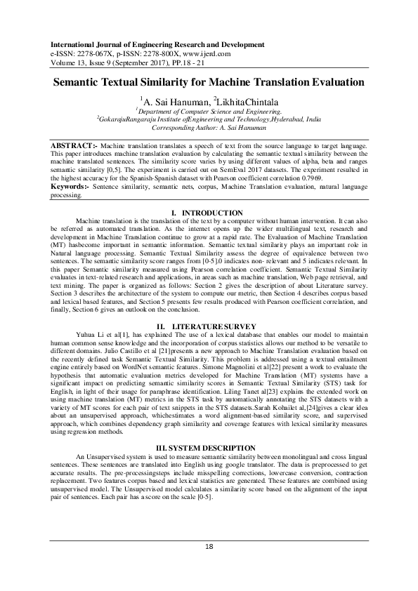 (PDF) Semantic Textual Similarity for Machine Translation Evaluation