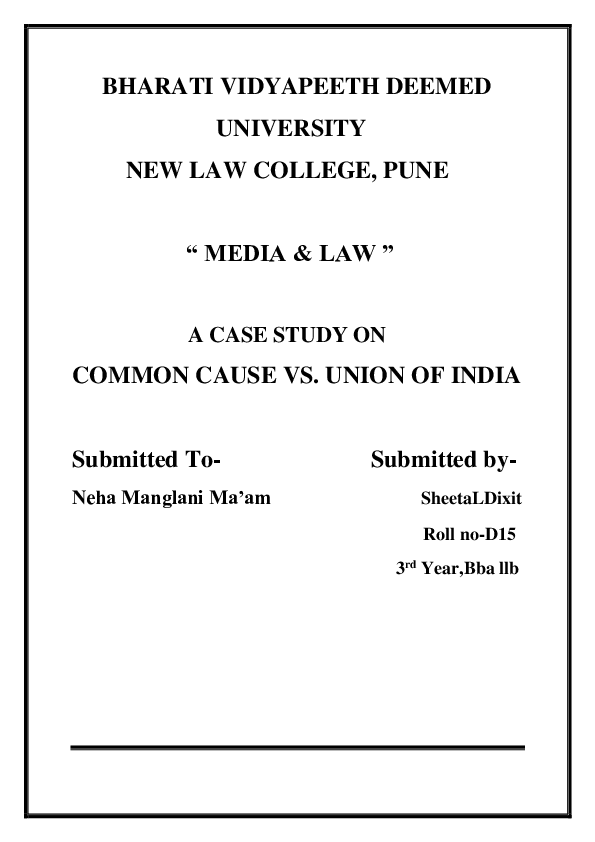 (DOC) BHARATI VIDYAPEETH DEEMED UNIVERSITY NEW LAW COLLEGE, PUNE ...