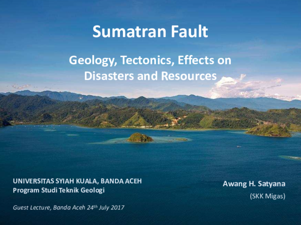 (PDF) Sumatran Fault Geology, Tectonics, Effects on Disasters and ...