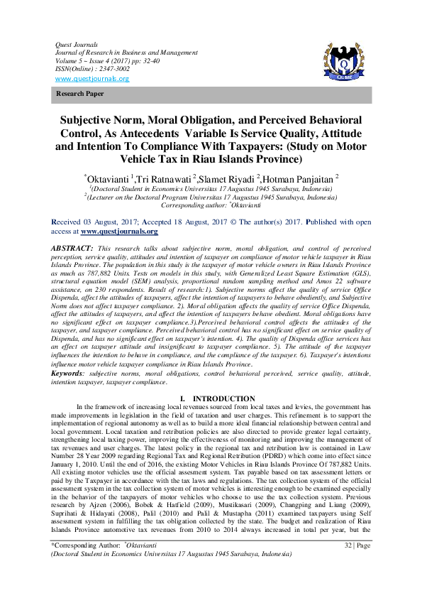 Pdf Subjective Norm Moral Obligation And Perceived Behavioral