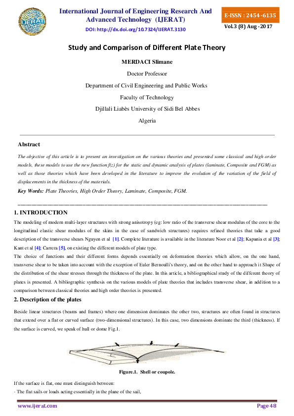 (PDF) Study and Comparison of Different Plate Theory