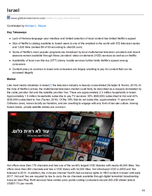 (PDF) Netflix in Israel (country report)