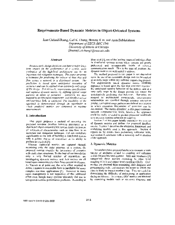 (PDF) Requirements-based dynamic metrics in object-oriented systems