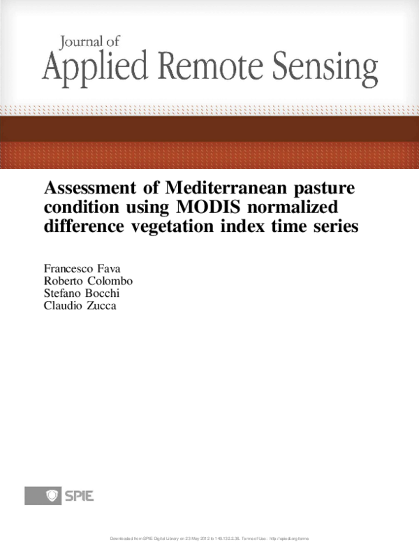 (PDF) Assessment of Mediterranean pasture condition using MODIS normalized difference vegetation ...