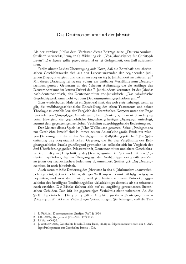 (PDF) 2000 Das Deuteronomium und der Jahwist