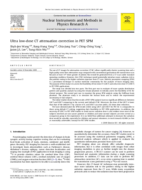 (PDF) Ultra low-dose CT attenuation correction in PET SPM