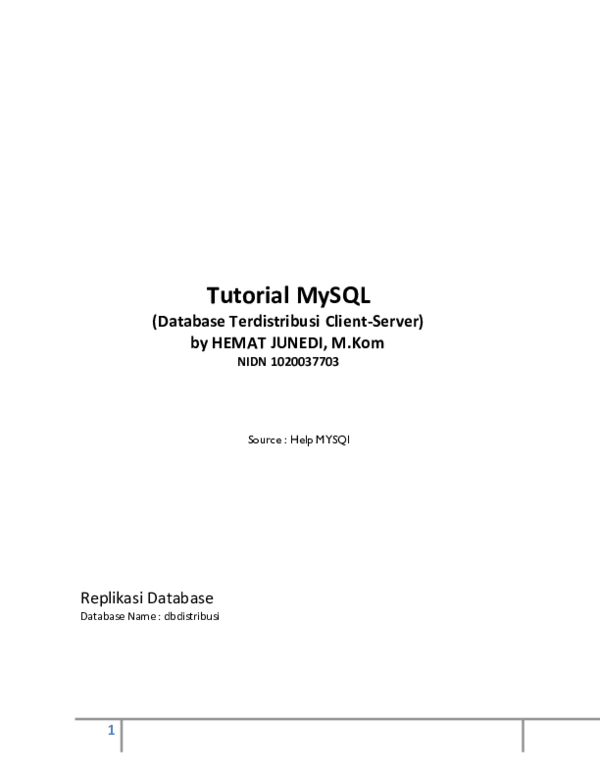 (PDF) Replika Database MYSQL 2
