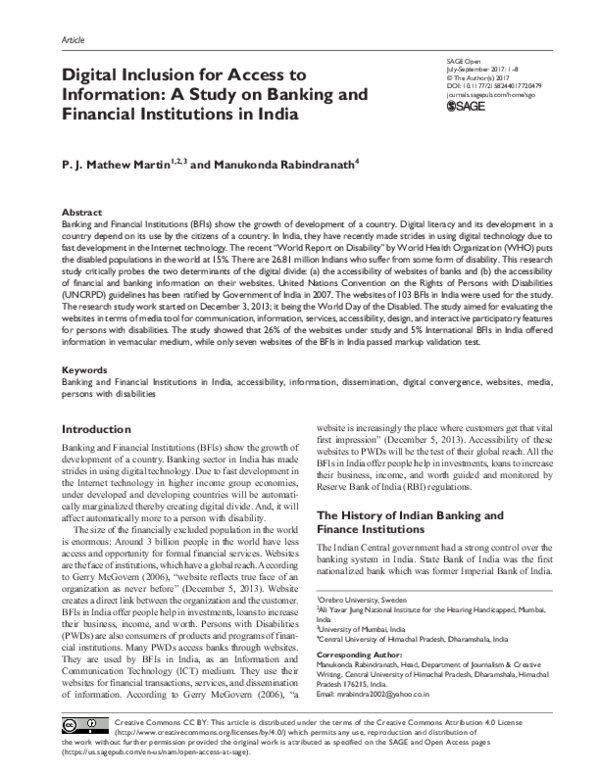 (PDF) Digital Inclusion for Access to Information: A Study on Banking ...