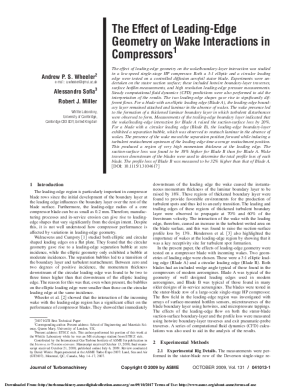 (PDF) The effect of leading-edge geometry on wake interactions in ...