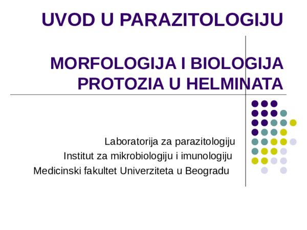 (PDF) UVOD U PARAZITOLOGIJU MORFOLOGIJA I BIOLOGIJA PROTOZIA U HELMINATA