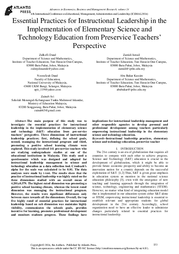 (PDF) Essential Practices for Instructional Leadership in the ...