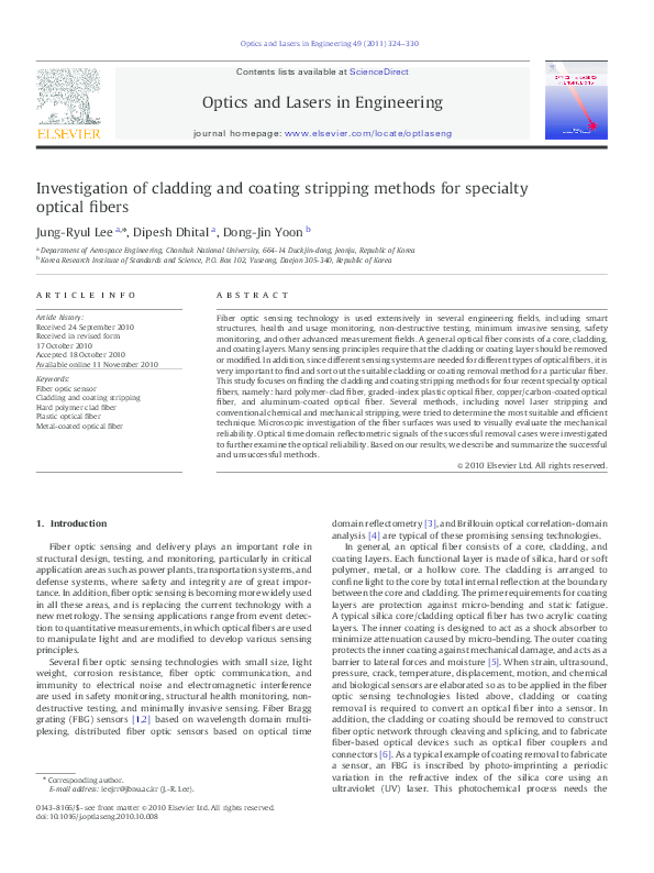(PDF) Investigation of cladding and coating stripping methods for specialty optical fibers