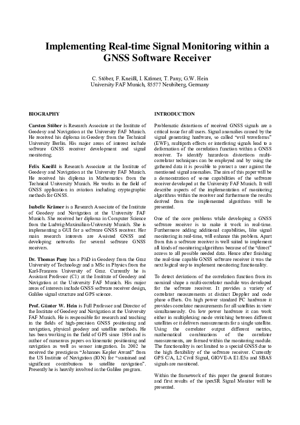 (PDF) Implementing Real-time Signal Monitoring within a GNSS Software ...