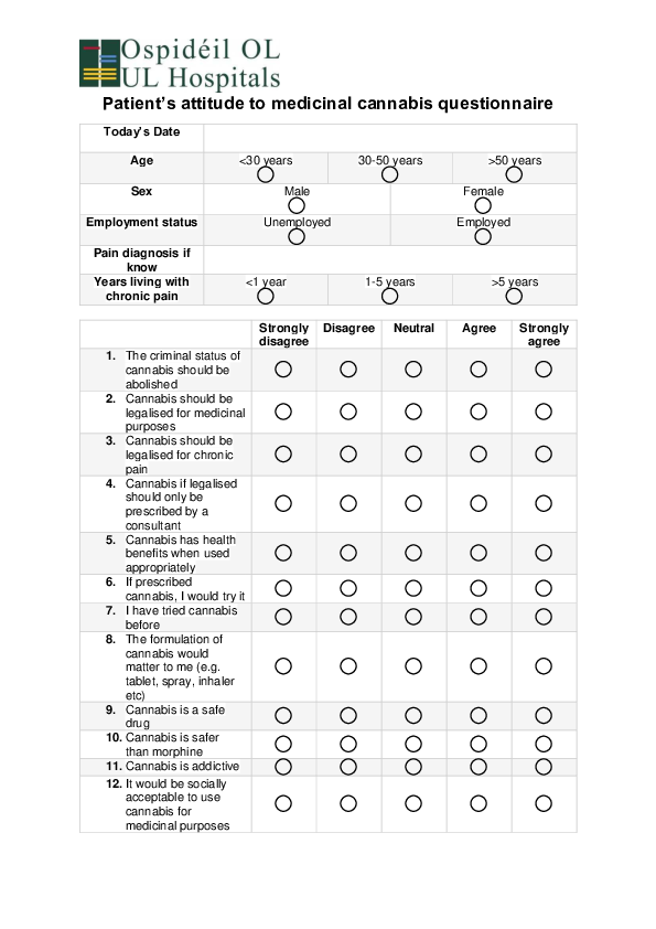 (PDF) Patient's attitude to medicinal cannabis questionnaire