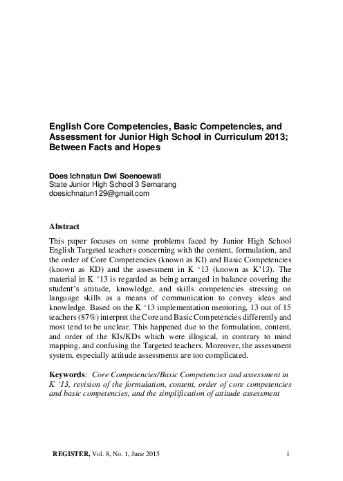 (PDF) English Core Competencies, Basic Competencies, and Assessment for ...