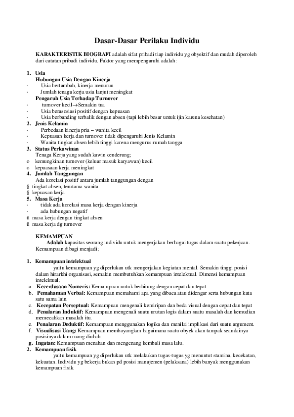 (DOC) Dasar-Dasar Perilaku Individu