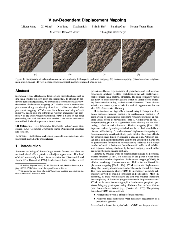 (PDF) View-dependent displacement mapping