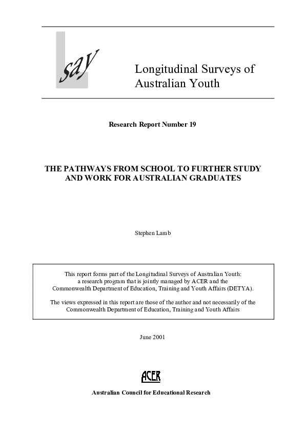 (PDF) The pathways from school to further study and work for Australian ...