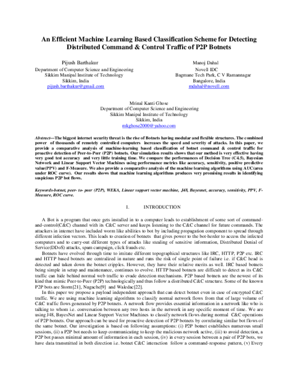 Pdf An Efficient Machine Learning Based Classification Scheme For Detecting Distributed