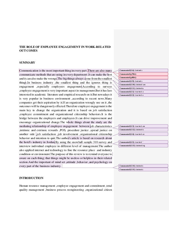(DOC) THE ROLE OF EMPLOYEE ENGAGEMENT IN WORK-RELATED OUT COMES