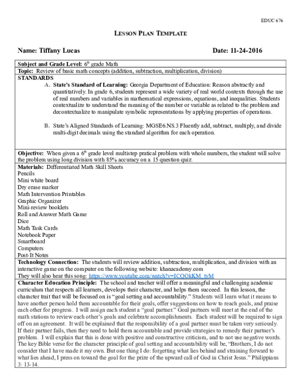 (DOC) Lesson Plan Template