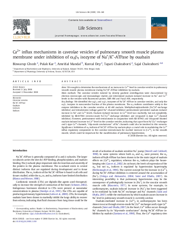 (PDF) Ca 2+ influx mechanisms in caveolae vesicles of pulmonary smooth ...