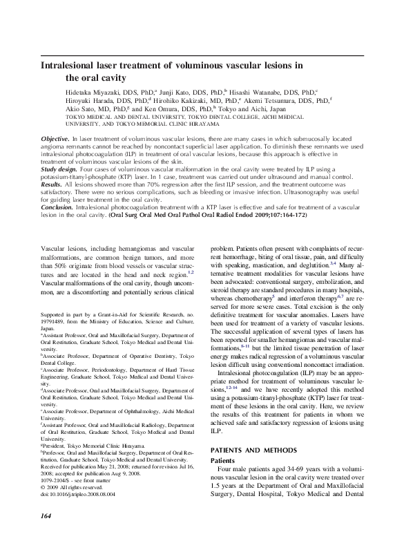 (PDF) Intralesional laser treatment of voluminous vascular lesions in ...