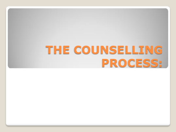 (PDF) THE COUNSELLING PROCESS