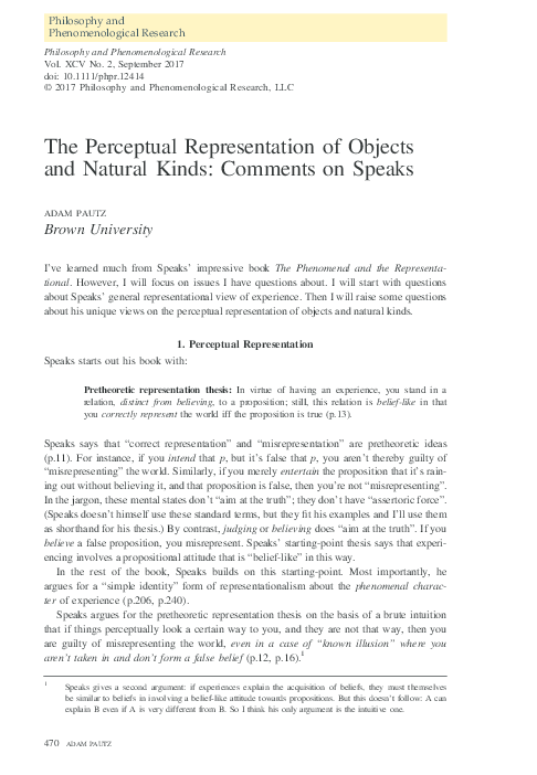 (PDF) The Perceptual Representation of Objects and Natural Kinds ...