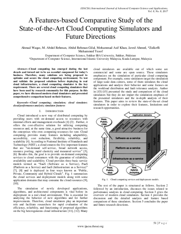 (PDF) A Features-based Comparative Study of the State-of-the-Art Cloud Computing Simulators and ...