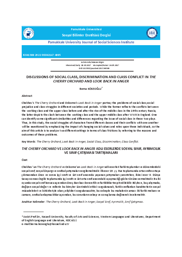 (PDF) DISCUSSIONS OF SOCIAL CLASS, DISCRIMINATION AND CLASS CONFLICT IN ...