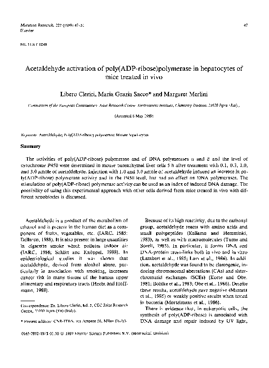 (PDF) Acetaldehyde activation of poly(ADP-ribose)polymerase in ...