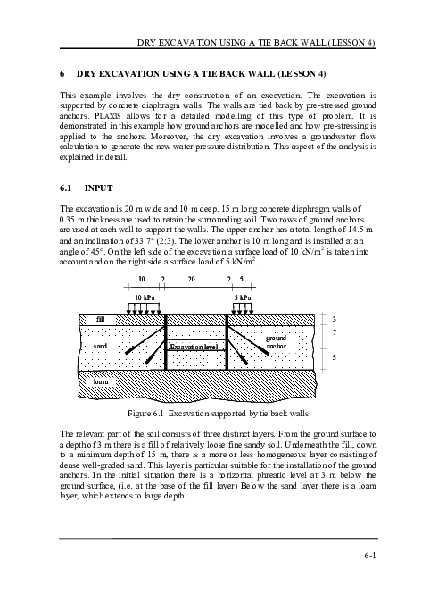 (PDF) DRY EXCAVATION USING A TIE BACK WALL (LESSON 4) 6-1 6 DRY ...
