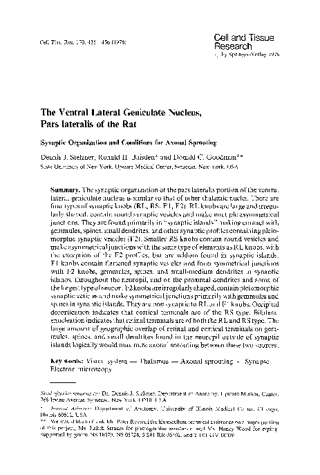 (PDF) The Ventral Lateral Geniculate Nucleus, Pars lateralis of the Rat ...