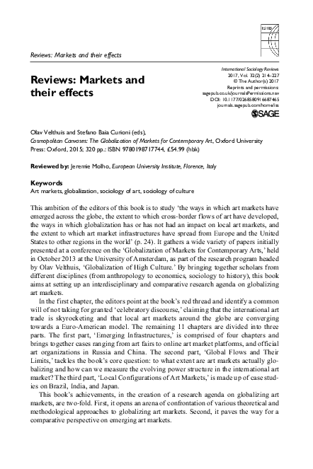 (PDF) Review of "Cosmopolitan Canvases: The Globalization of Markets ...